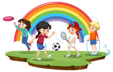 Happy children playing different sports Royalty Free Vector