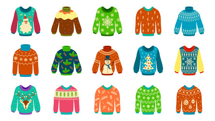 Ugly christmas sweater knitted jumpers Royalty Free Vector
