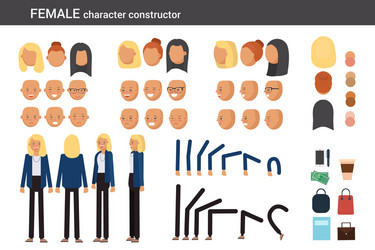 Female character poses for animation Royalty Free Vector