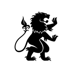 Black heraldic rampant lion Royalty Free Vector Image