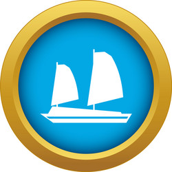 Vietnamese junk boat icon digital blue Royalty Free Vector