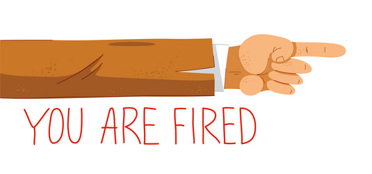 You are fired business man boss hand pointing Vector Image