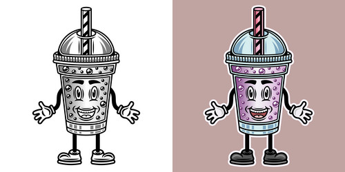 Bubble tea plastic cup cartoon character Vector Image