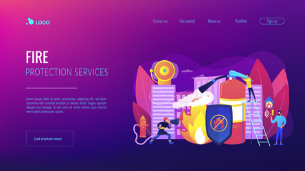 Fire protection concept landing page Royalty Free Vector