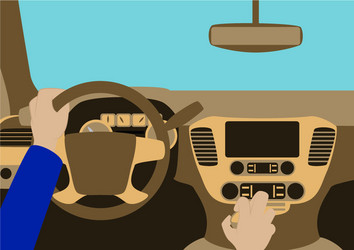Human hands driving a car Royalty Free Vector Image