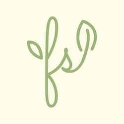 Letter fs line art leaf plant feminine botanical Vector Image