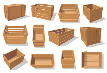 Wooden boxes containers crates and packages Vector Image