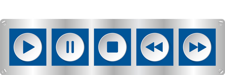 Blue white square music control buttons set Vector Image