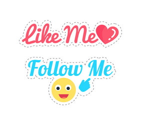Follow me emoji and text thumb sticker Royalty Free Vector