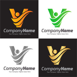 Letter v logo template colorful v Royalty Free Vector Image