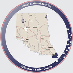Map of sevier county in arkansas usa Royalty Free Vector