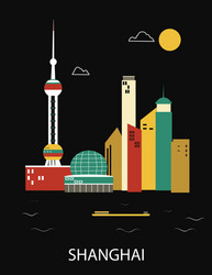 Shanghai china city skyline silhouette Royalty Free Vector