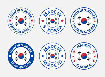 Made in south korea labels set republic of korea Vector Image