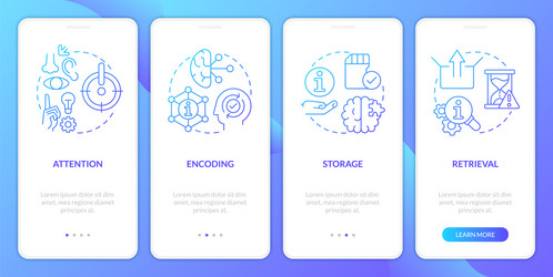 Memorizing information stages blue onboarding Vector Image