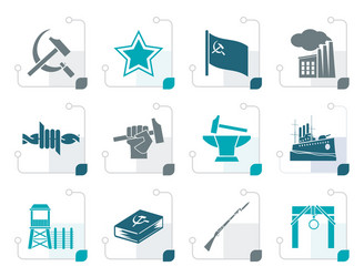 Communism socialism and revolution icons Vector Image