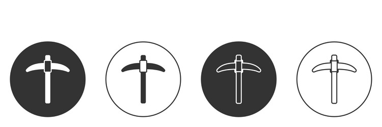 Black pickaxe icon isolated on yellow background Vector Image