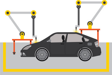 Car assembling machine icon Royalty Free Vector Image