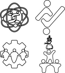 Technology atom commitment teamwork together Vector Image