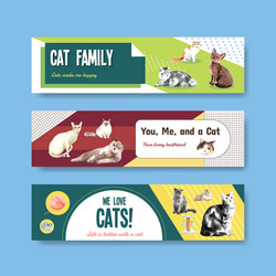 Cute cats banner template design for advertise Vector Image