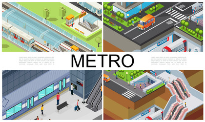 Train passengers isometric composition Royalty Free Vector