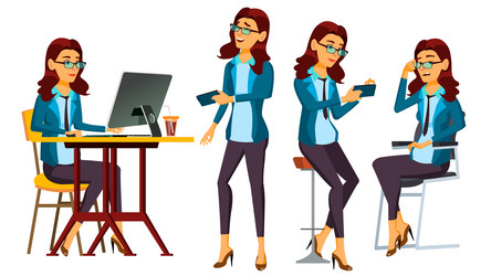 Office worker woman animated elements Royalty Free Vector