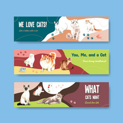 Animal banner with cat story for web design 2 Vector Image