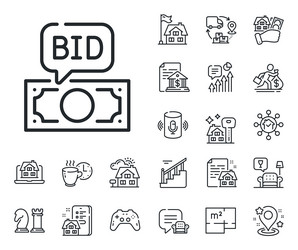 Bid offer line icon auction sign floor plan Vector Image
