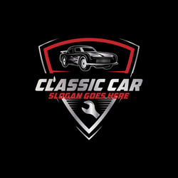 Classic car repair logo shield automotive Vector Image