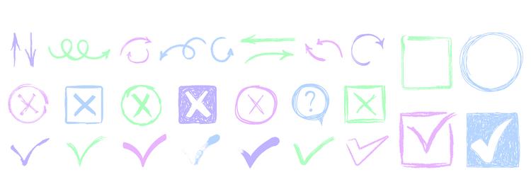 Doodle check mark checkmarks crosses hand drawn Vector Image Doodle check mark checkmarks crosses hand drawn Vector Image