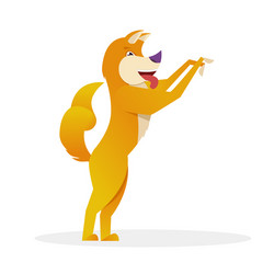 Funny dog with laptop raises its tail up Vector Image