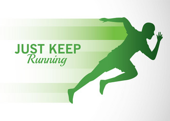 Silhouette athletic man running with just keep Vector Image