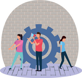 Brick wall background cartoon Royalty Free Vector Image