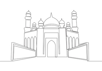 One continuous line drawing of islamic historical Vector Image