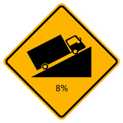 Warning signs steep descent on white background Vector Image