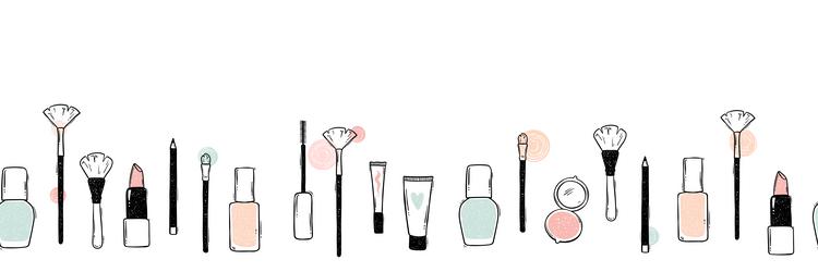 Lovely hand drawn make up seamless pattern doodle Vector Image