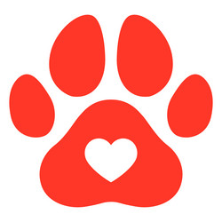 Heart with dog footprints flat Royalty Free Vector Image