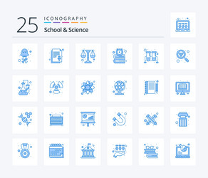 25 school and science blue icon pack Royalty Free Vector