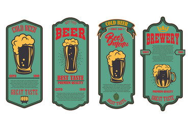 Set of beer labels with mug Royalty Free Vector Image