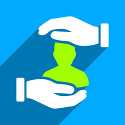 Patient relations flat square icon with long Vector Image