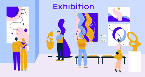 Art gallery artistic museum painting exhibition Vector Image