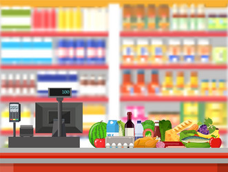Supermarket store retail groceries Royalty Free Vector Image