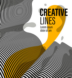 Abstract 3d lines with yellow fluid splat Vector Image