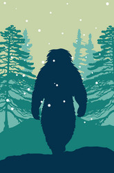Bigfoot walk in the forest Royalty Free Vector Image