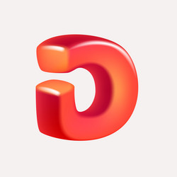 Letter d logo realistic 3d design in cartoon Vector Image