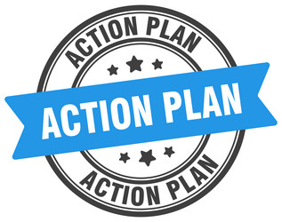 Action plan stamp label Royalty Free Vector Image