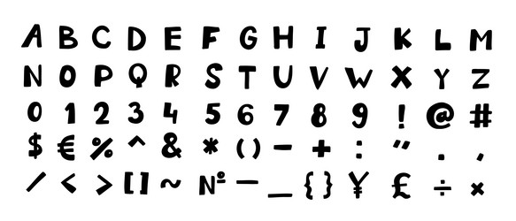 Latin black abc english alphabet font doodle Vector Image