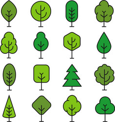 Set color trees line style Royalty Free Vector Image