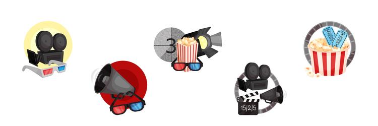 Cinematography element and object with popcorn Vector Image