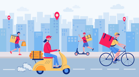 Delivery pizza background fresh food fast Vector Image