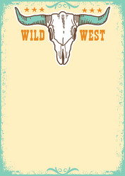 Wild west vintage poster with cow bull Royalty Free Vector